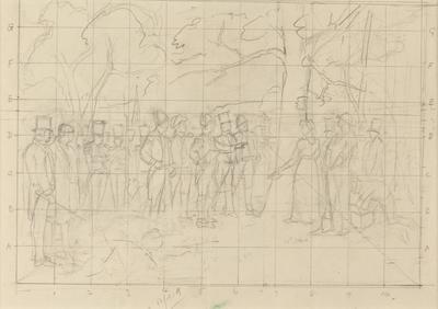 Squared study for 'The Foundation of Perth' - Art Gallery WA