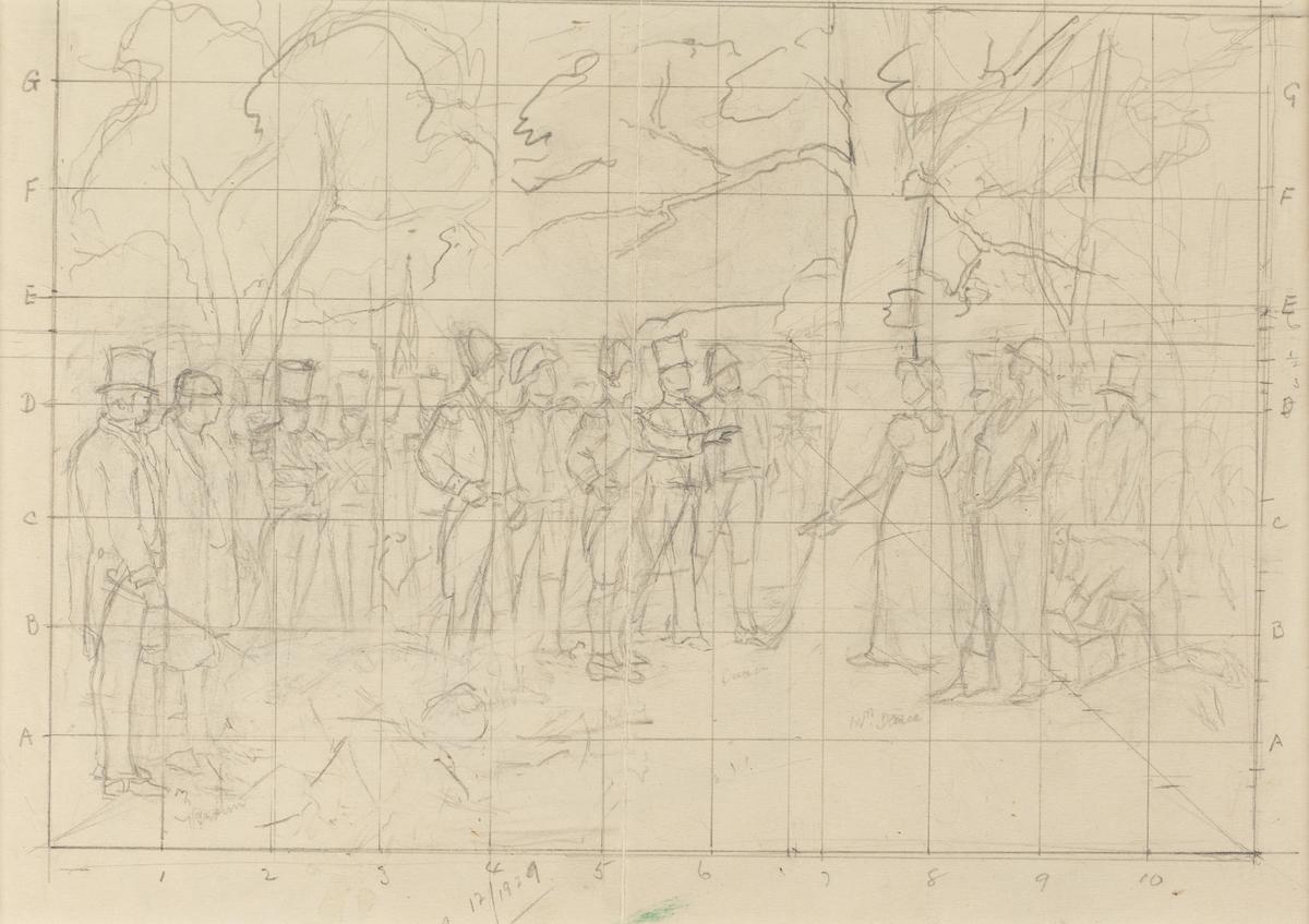 Squared study for 'The Foundation of Perth' - Art Gallery WA